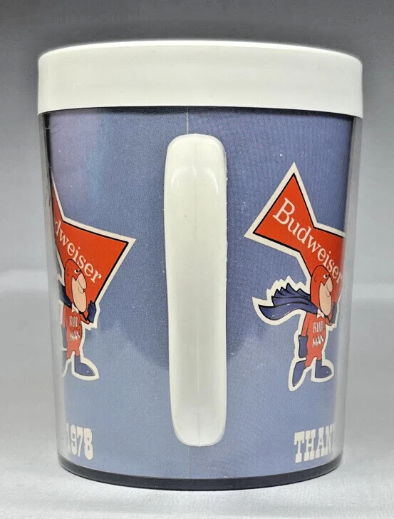 1978 MLB Texas Rangers Coffee Cup Bud Man Budweiser Thermo Serv Plastic ...