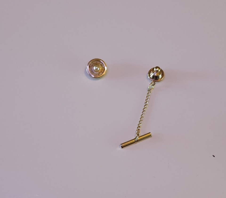 Vintage Gold Plated Pearl Tie Pin Tie Tack Tie Tac | eBay