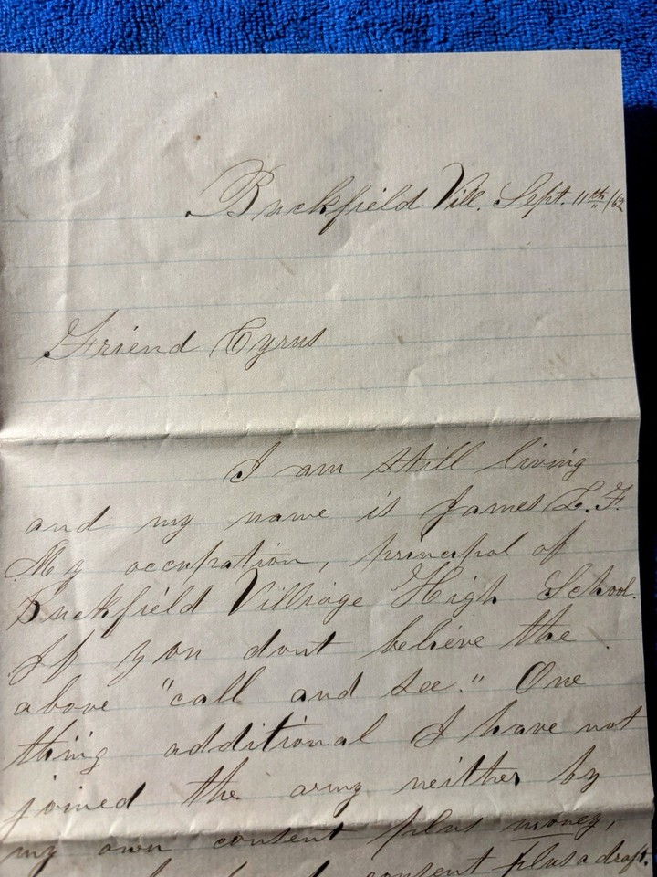1862 Civil War Draft Letter -Union Army Enrollment | eBay