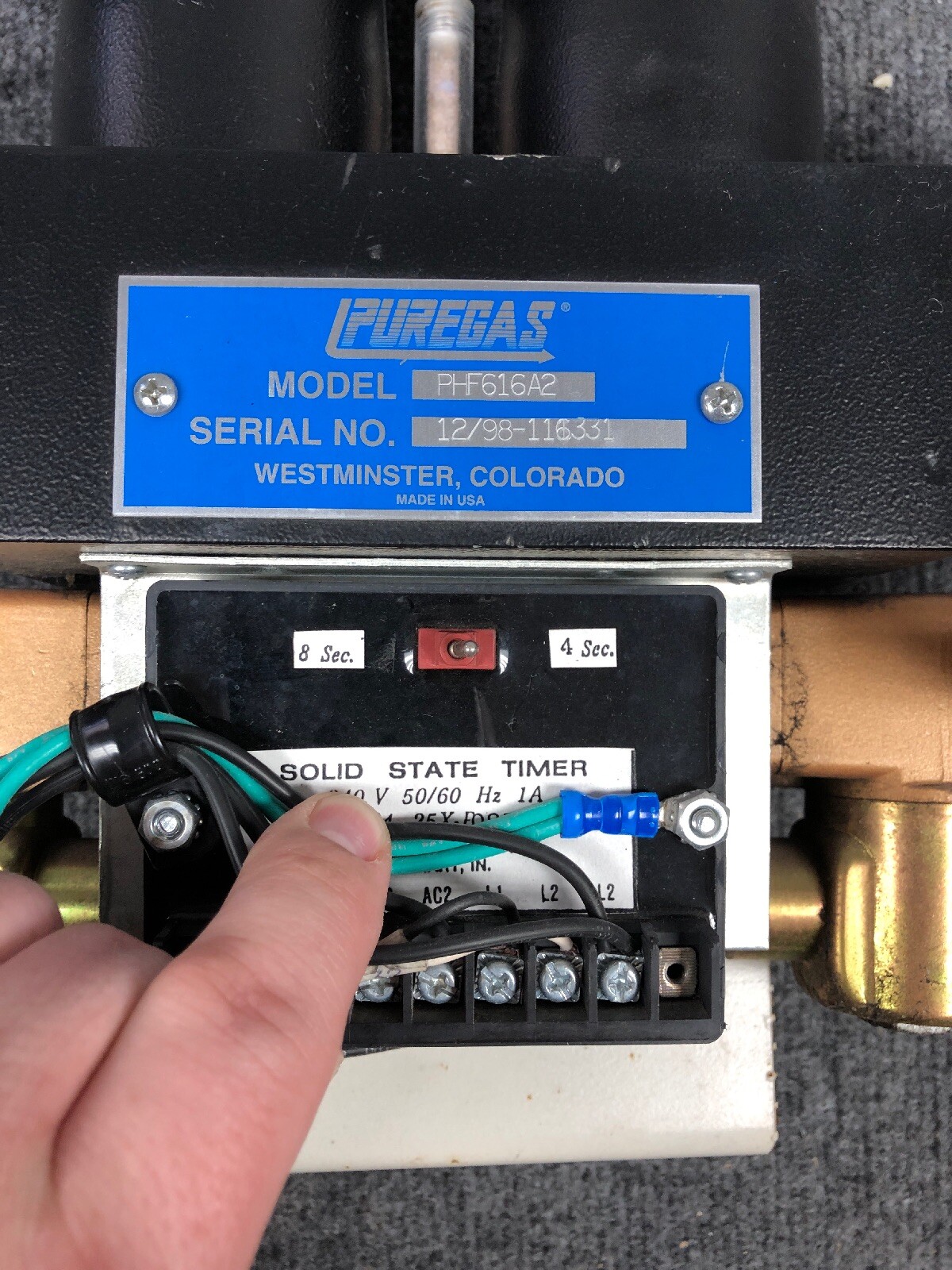 Puregas PHF Compressed Gas Air Dryer w/ Timer Asco Versa Speedaire USG ...