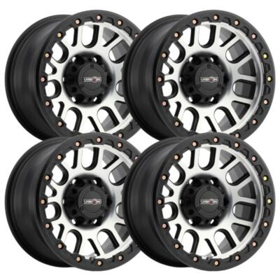 (Set-4) Vision 111 Nemesis 17x9 5x5 5x127 -12mm black machined Wheels ...