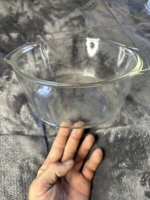 PYREX #344 Straight Side 8.25" Clear Glass Mixing Bowl Handles 3Qt Oven ...