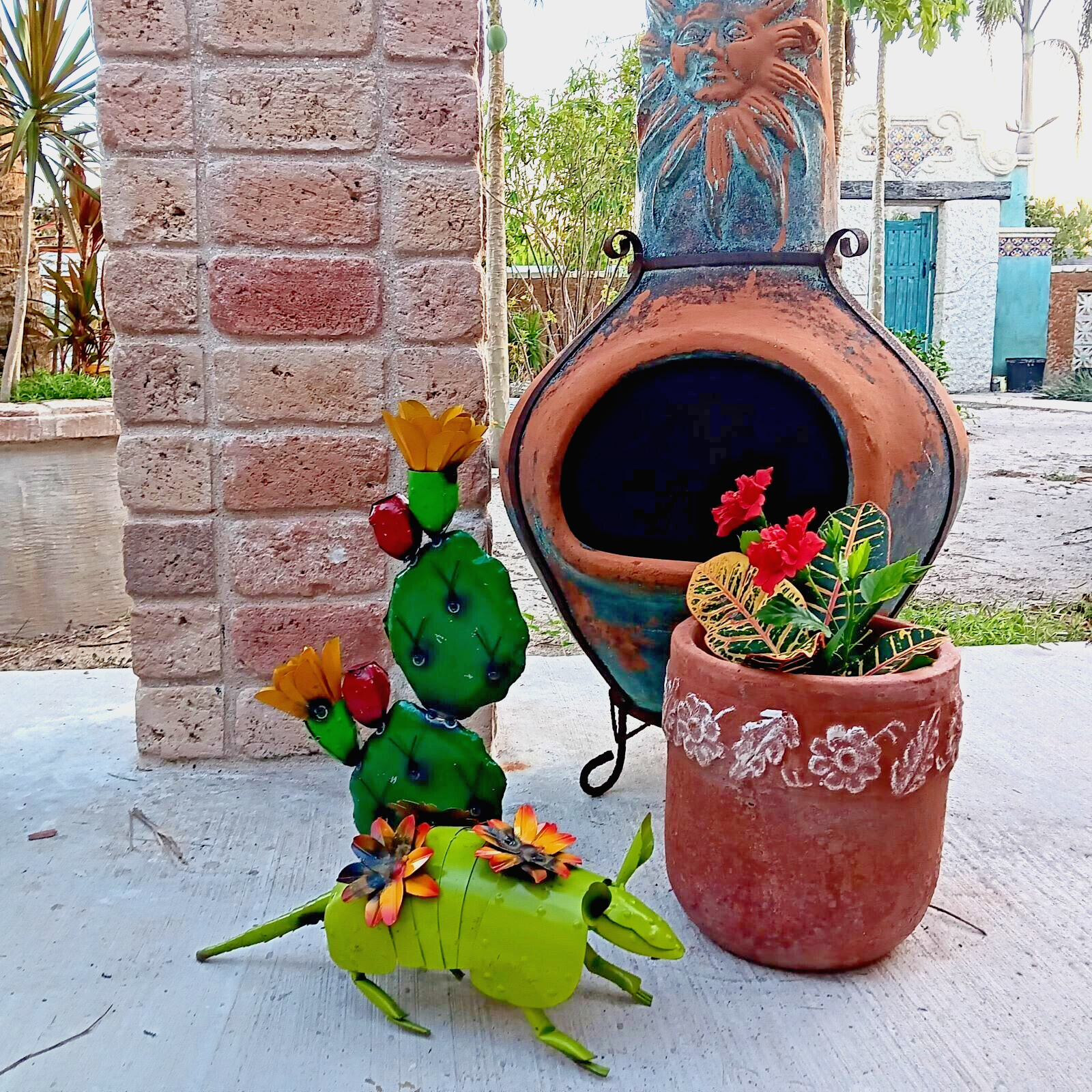 Yard Garden Art Recycled Metal Armadillo Cactus Rustic Sculpture Figure ...