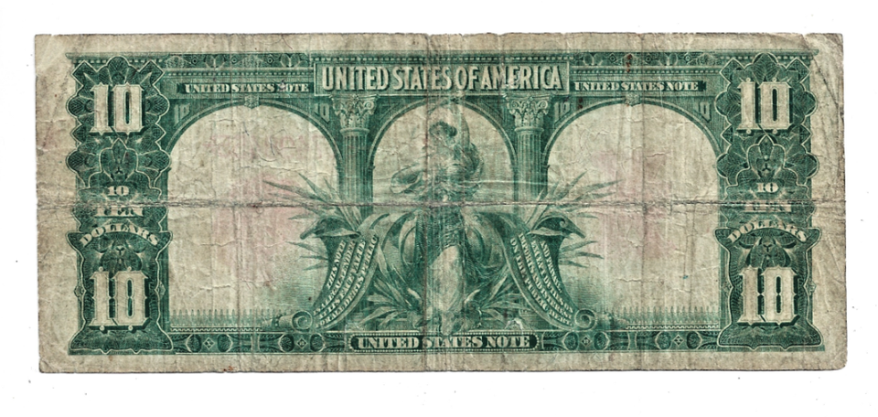 1901 $10 LARGE UNITED STATES NOTE BISON RED SEAL | eBay