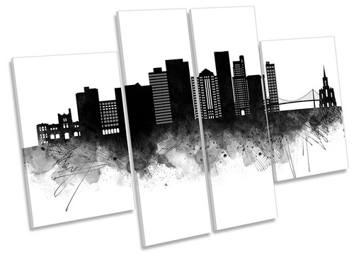 Toledo Abstract City Skyline Print CANVAS WALL ART Four Panel Black | eBay