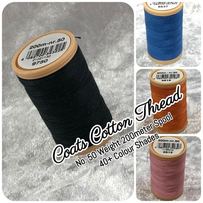 Coats Cotton Sewing Thread - No. 50 Thickness - 200m Spool - 40 ...