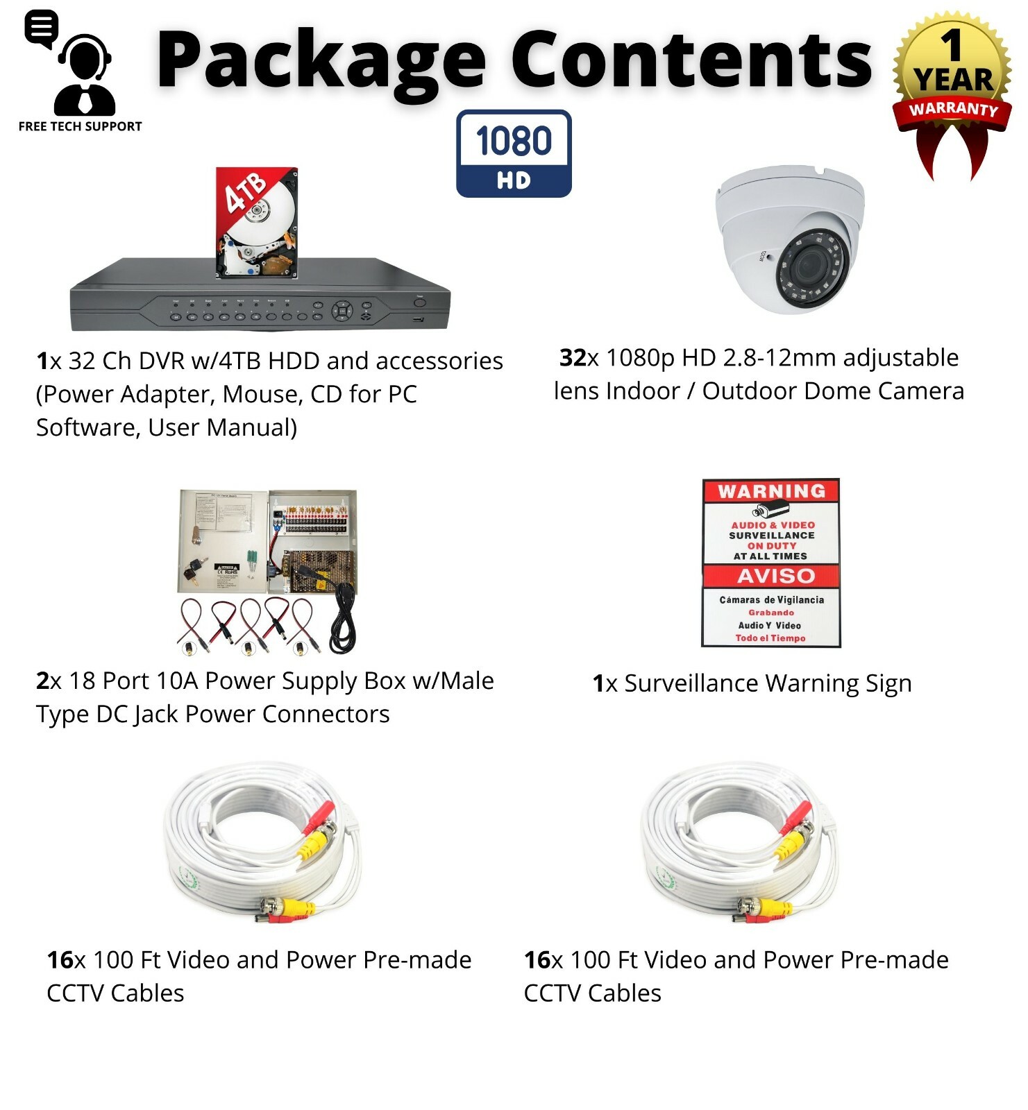 Evertech 32 Channel CCTV Camera System Set Night Vision Indoor Outdoor ...