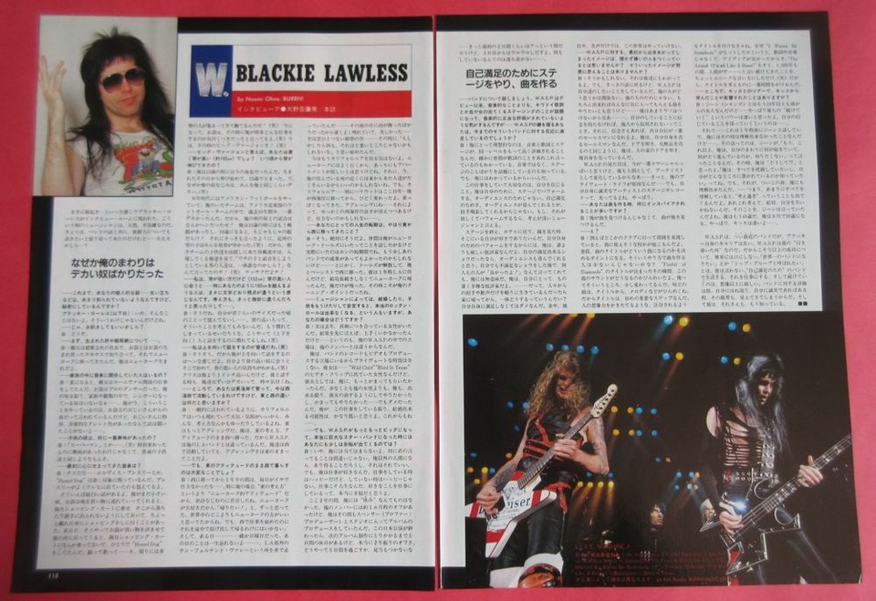 W.A.S.P. in JAPAN BLACKIE LAWLESS Chris Holmes Randy Piper 1986 ...