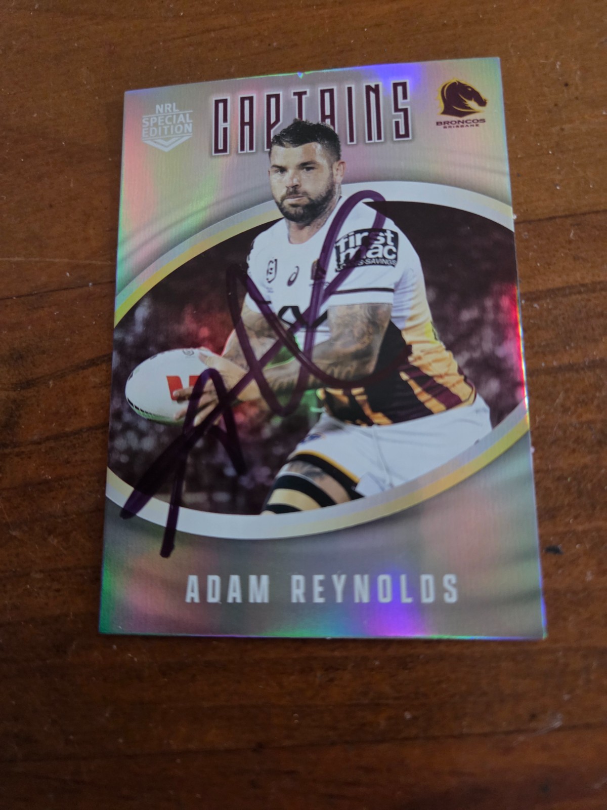 ADAM REYNOLDS SIGNED BRONCOS CAPTAINS SILVER NRL TRADING CARD NO. C01 ...