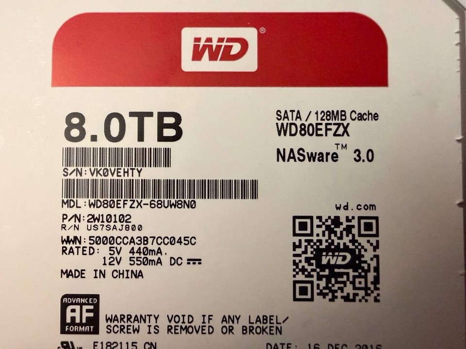 WD Red 8TB NAS Hard Drive WD80EFZX – 5400RPM | eBay