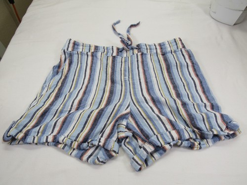 Per Se Linen Viscose Blend Blue Striped Shorts L [ 32-35W 4.5L ...