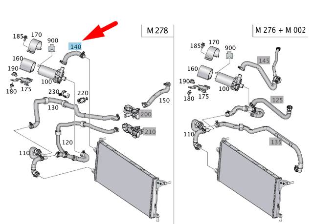 MERCEDES-BENZ ML W166 Pump To Cooler Coolant Hose A1665003575 GENUINE ...