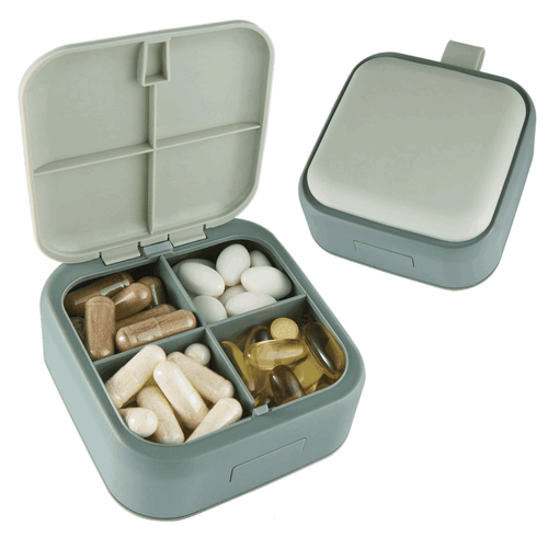Travel Medicine Pill Organizer Small Pill Box Mini Pill Case 4 Deep ...
