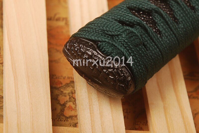 Black Rayskin Tsuka Dark Green Synthetic Silk Ito for Japanese Samurai ...