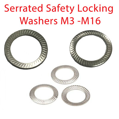 Serrated Safety Locking Washers Type S Sizes from M3 to M16 Stainless ...