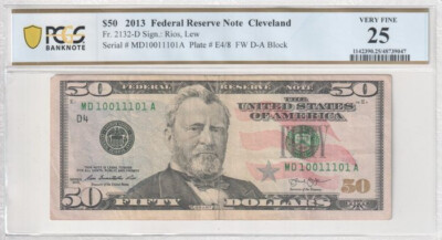 TRUE BINARY MD10011101 $50 Fancy Serial Number FRN MD 1001 1101 A | eBay