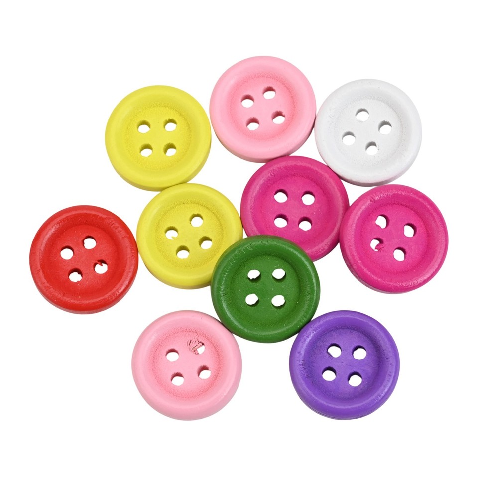 Wood Buttons 10pcs Scrapbook Decoration Colorful Buttons Sewing 4 Holes ...