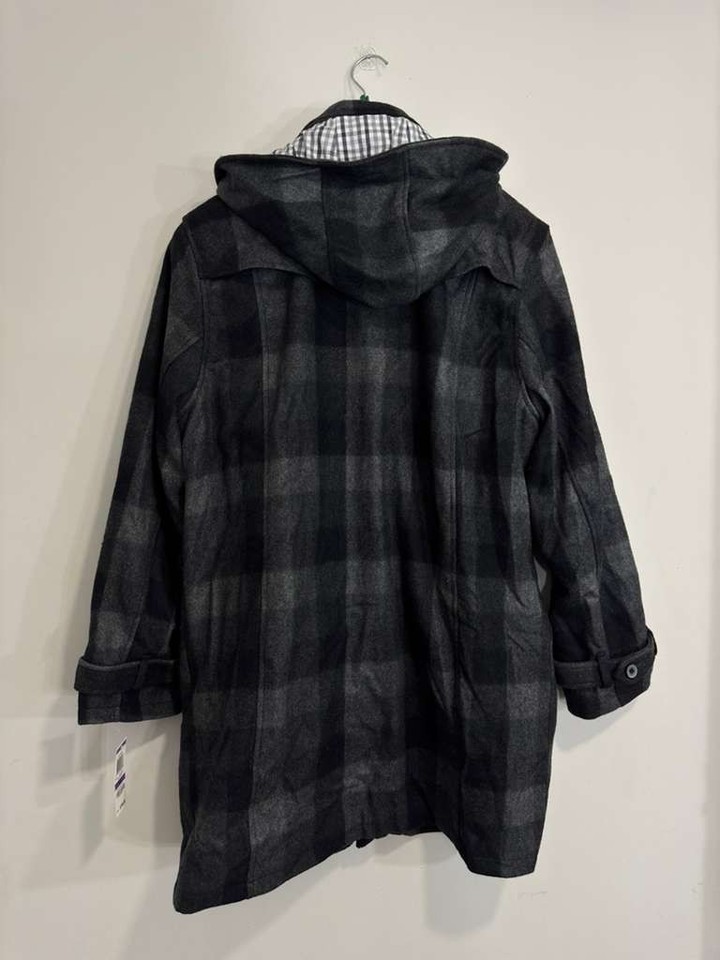 INC International Concepts Wool Blend Plaid Toggle Coat Jacket Gray ...