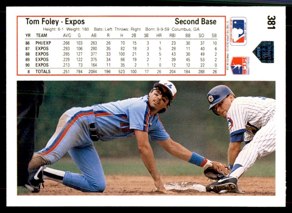 1991 Upper Deck Tom Foley Baseball Cards #381 | eBay