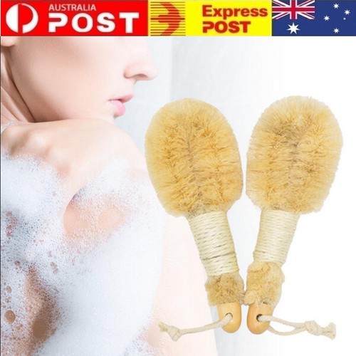 Natural Sisal Fibers Bath Brush Back Body Massager Scrubber Long Handle ...