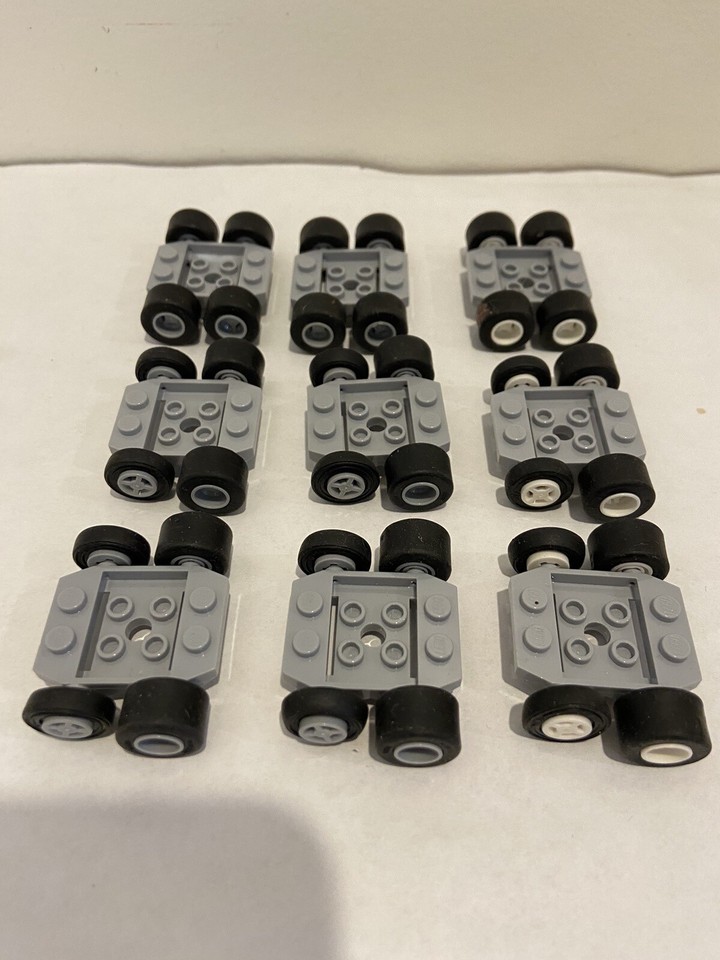 (9) LEGO Car Vehicle Base Chassis with Tires Lot- Mighty Micros- #24326 ...