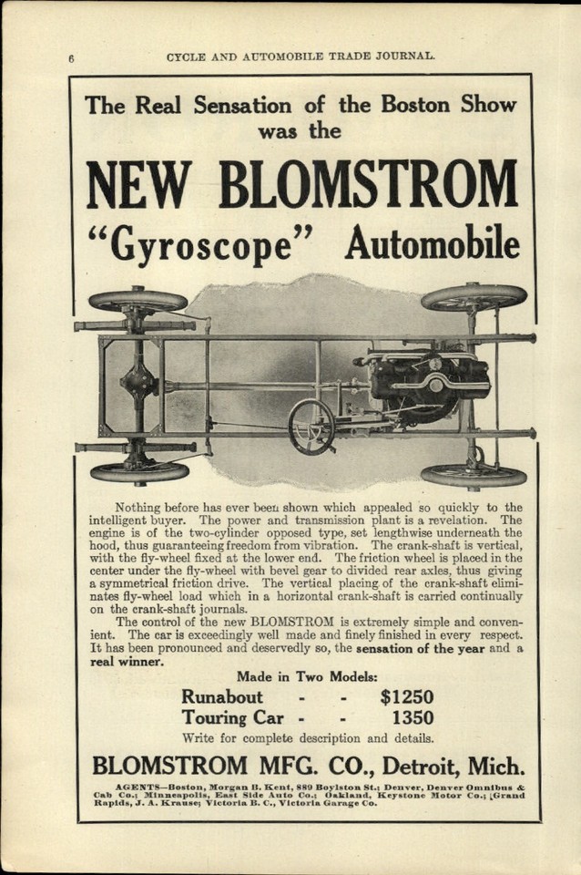 1908 PAPER AD CAR AUTO Camerone Model 9 6 7 Automobile Blomstrom ...