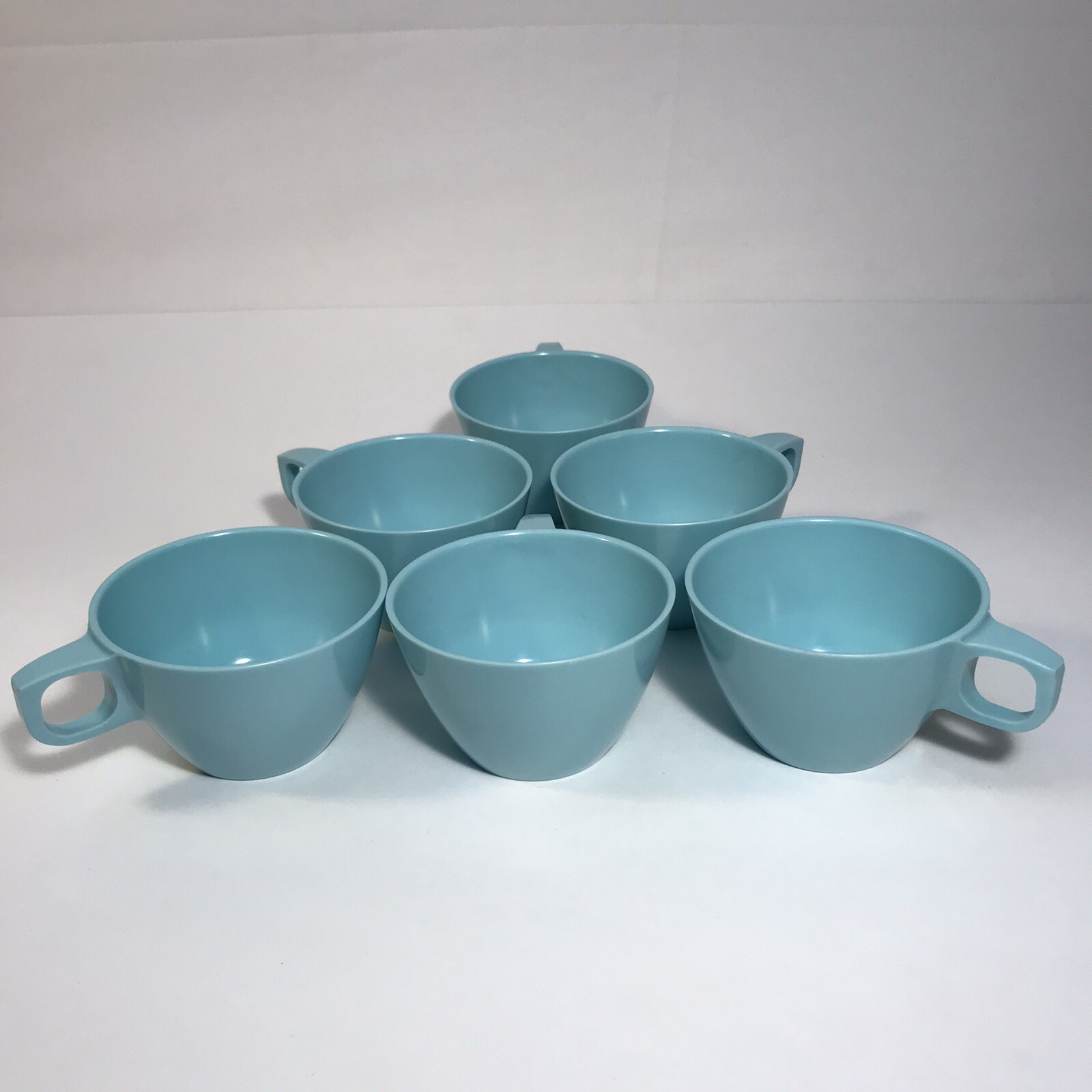 Vintage 50s 60s MELMAC Mallo Ware Tea Cups Pastel Teal Blue Set Of 6 ...