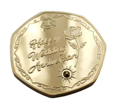 50th Gold Wedding Anniversary - Gold Plated Commemorative Coin / Gift ...