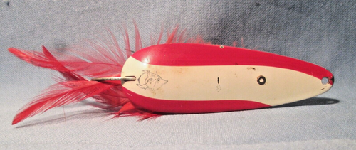 Vintage DARE DEVIL Muskie Spoon Red & White 1 oz. Fish Bait Lure Hook ...