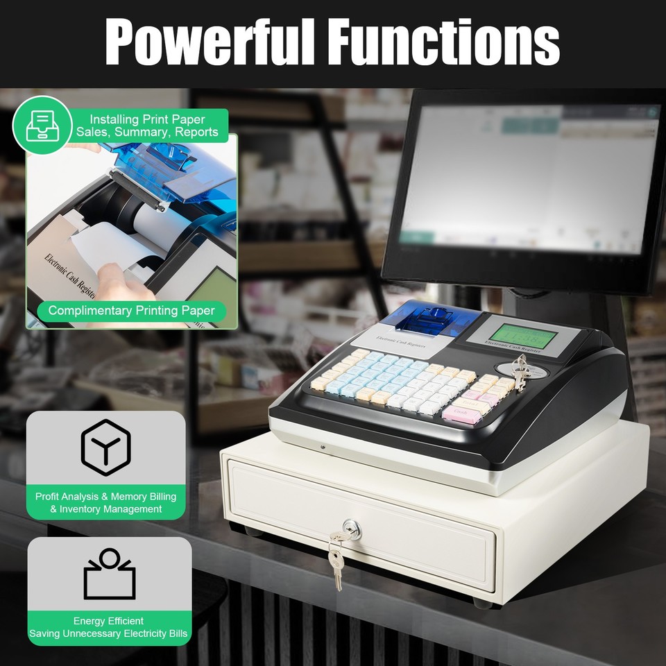 Square POS Terminal Cash Register with Printer, Cash Drawer & 48 Keys ...