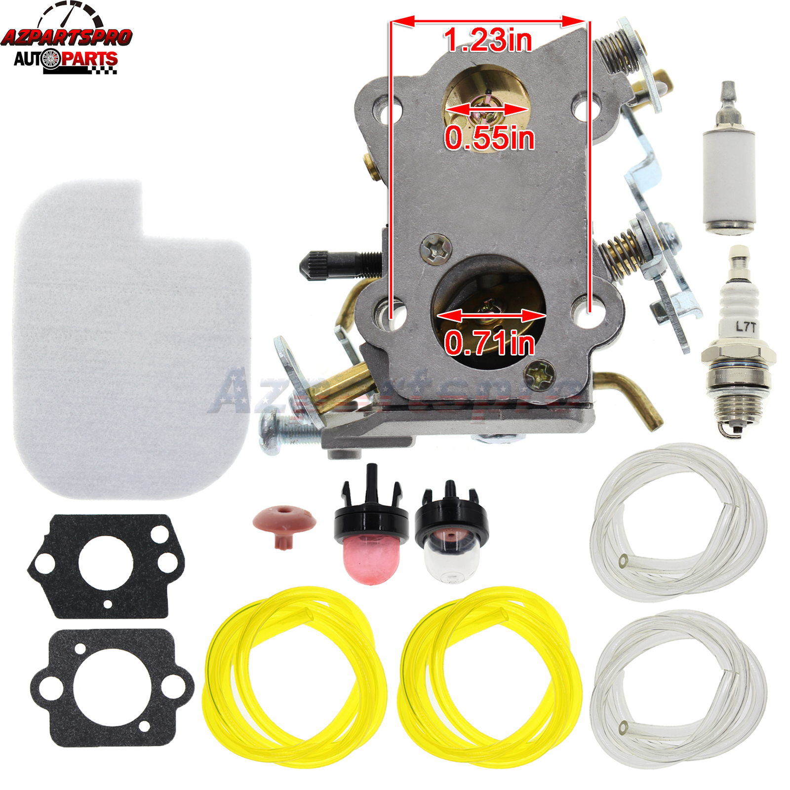 Carburetor kit For Poulan P3314 14-Inch 14'' 33cc 2-Cycle Gas-Powered ...