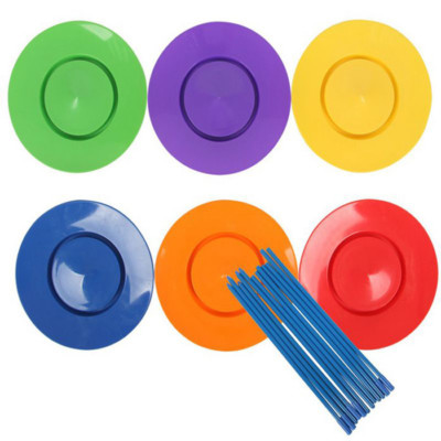 6Pcs Plastic Spinning Plates With Sticks Magic Circus Trick Juggling ...