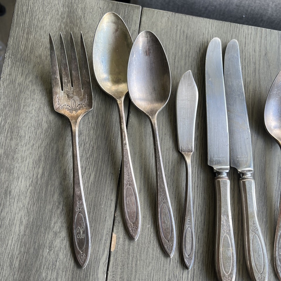 14 Pieces Vintage Oneida Community Plate Silverware SPOONS 'ADAM ...