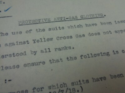 WW1 (1918) British Document re "PROTECTIVE ANTI-GAS CLOTHING" for ...