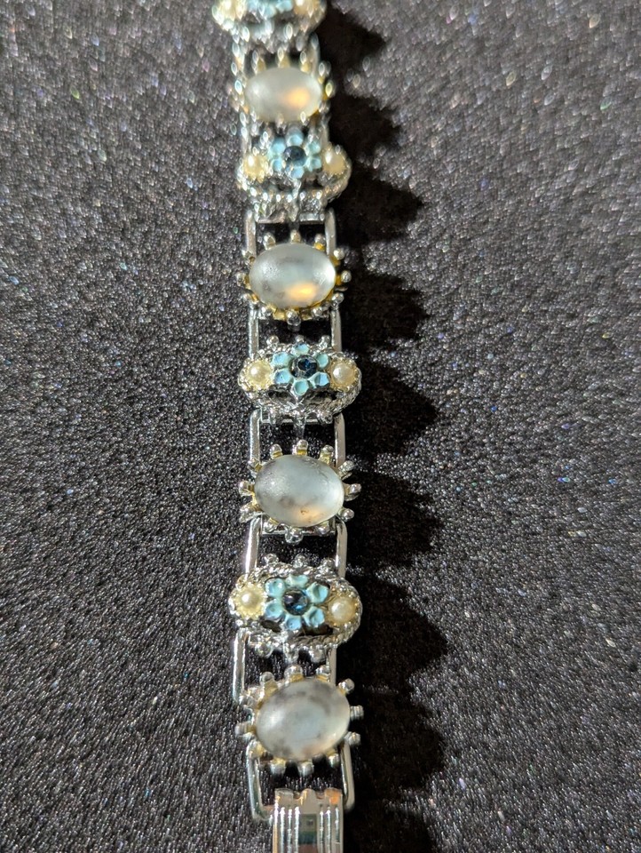 Vintage 50s Floral Faux Moonstone Bracelet | eBay