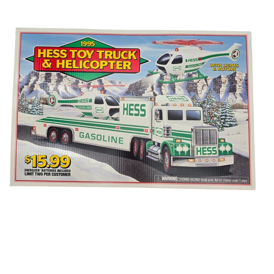 1995 Hess Toy Truck & Helicopter Store Display Sign Advertising Sign ...