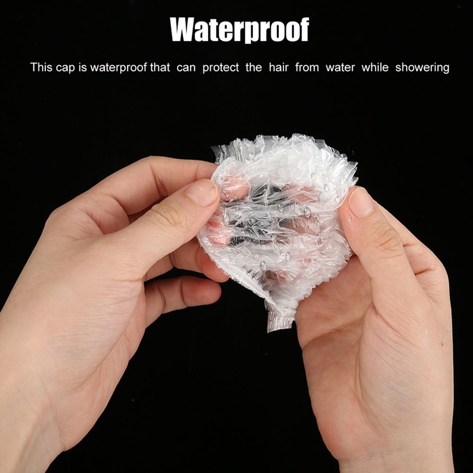 100PCS Disposable Hair Shower Cap Waterproof Shower Caps Strip Plastic ...