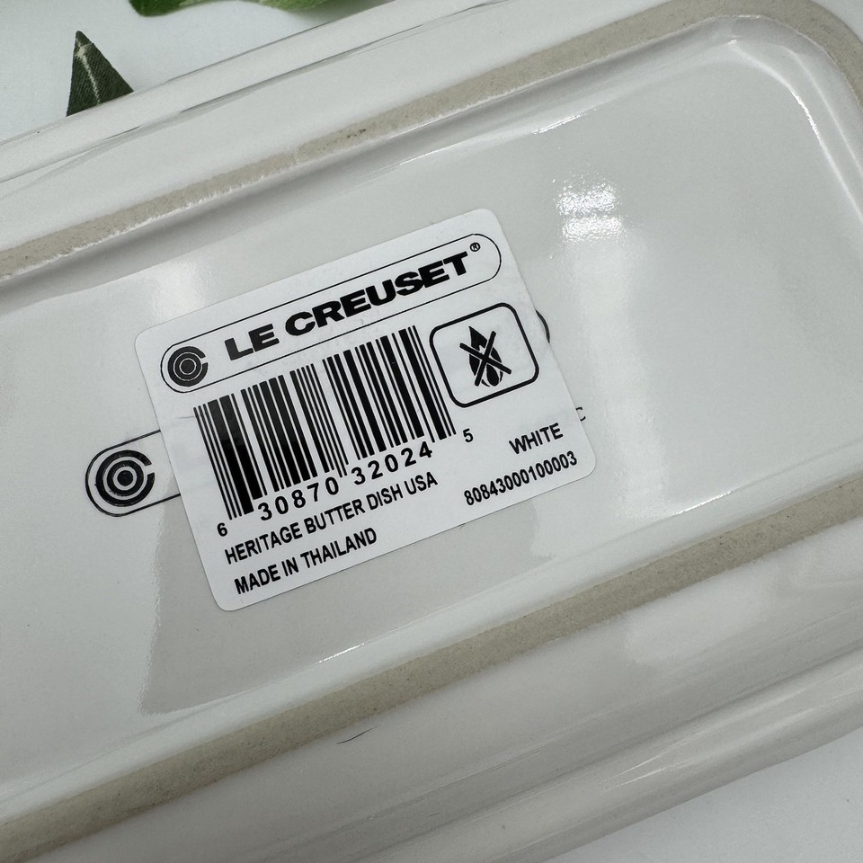 Le Creuset Stoneware Heritage Butter Dish While 8.25”L x 4.25”W x 3”H ...