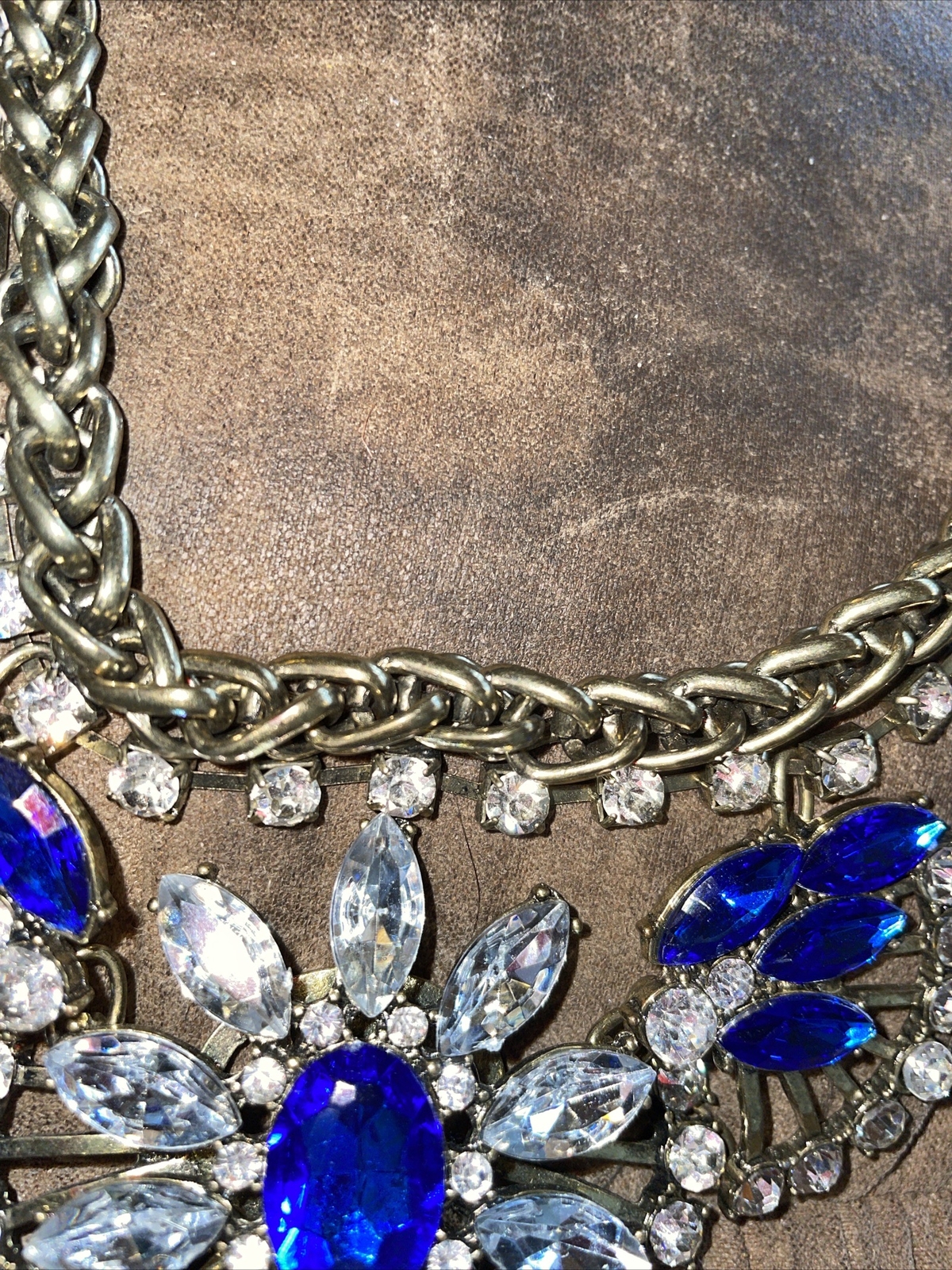 Vintage ART DECO Royal Blue Glass Rhinestone Pieced F… - Gem