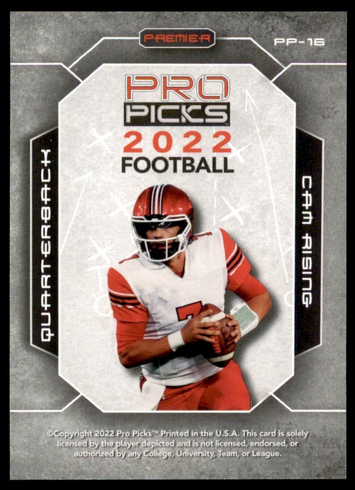 CAM RISING 2022 Pro Picks Premier Rookie Card RC #PP-16 Utah Utes | eBay