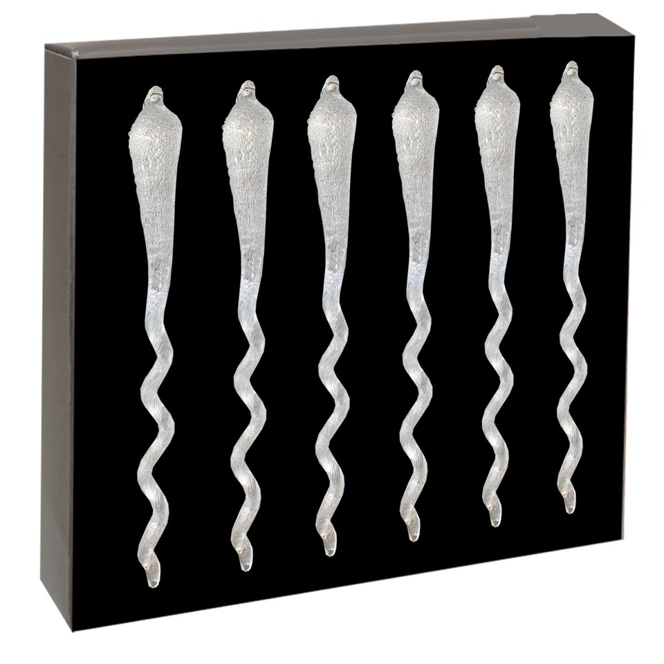 Christmas Tree Decoration 6 Pack Frosted Glass Wavy Icicles | eBay