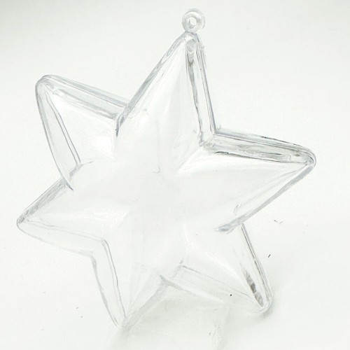 12x Clear Star Shaped Plastic Baubles Fillable Christmas Gift Ornament ...