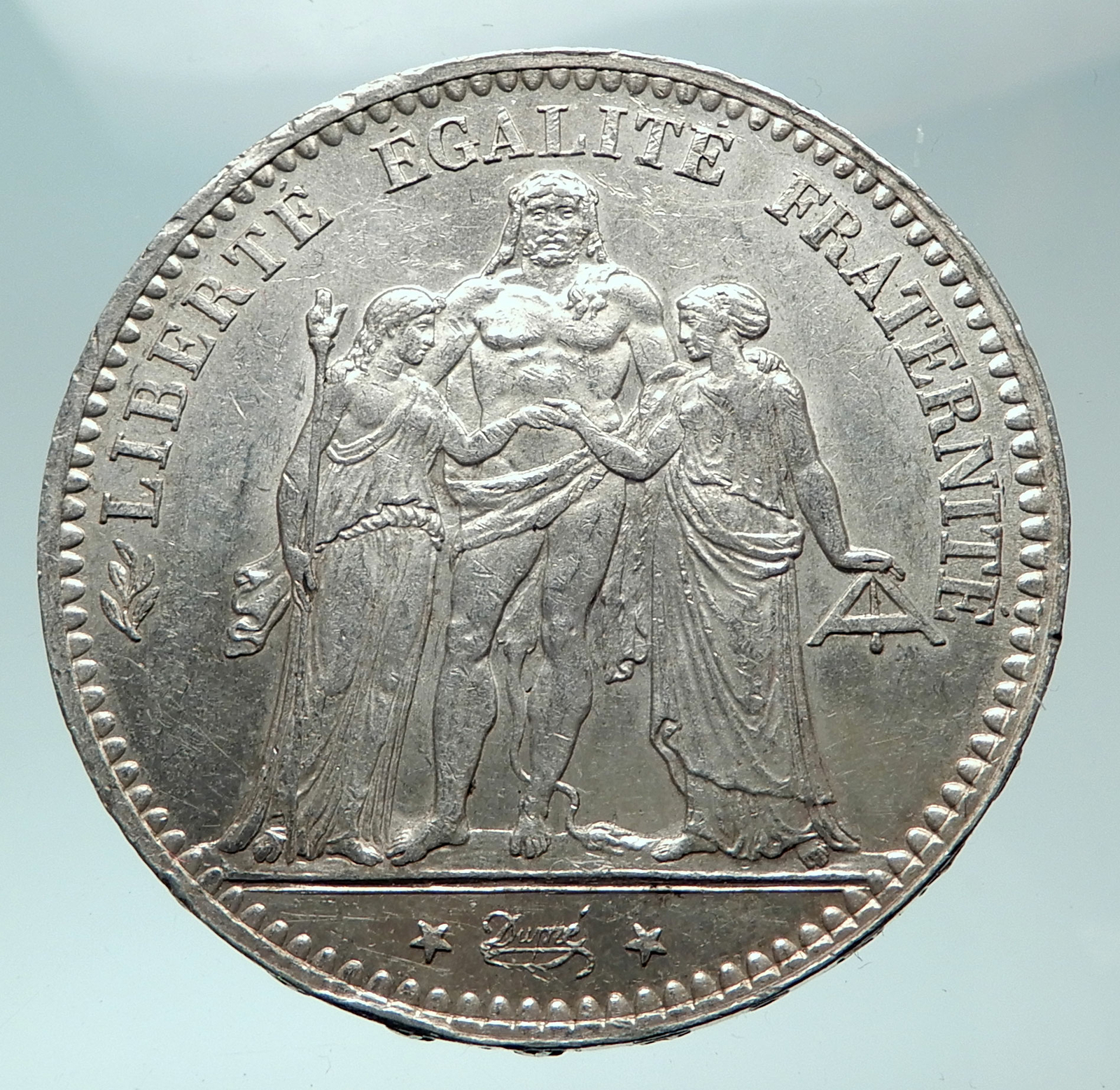 1875 A FRANCE Hercules Group Antique Genuine Silver 5 Franc French Coin ...