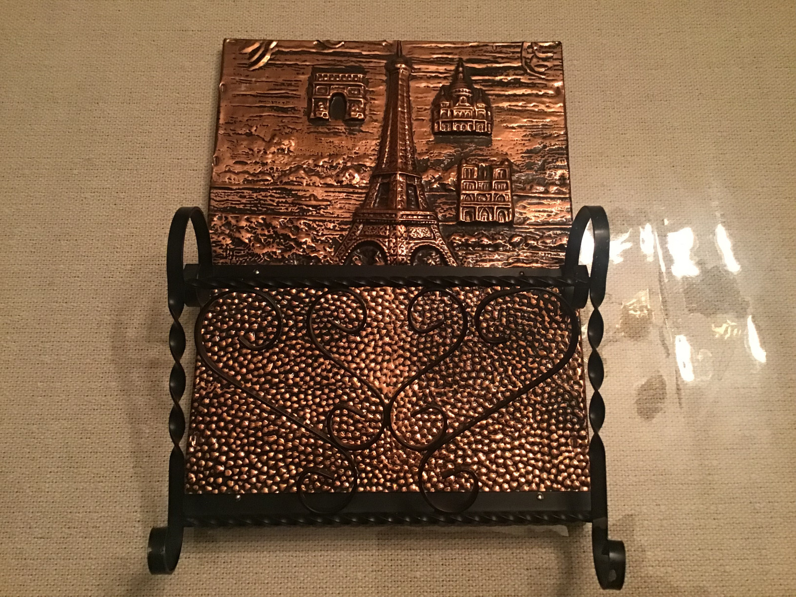 Vintage Paris France Metal Wall Letter Holder Copper Color 7 3/4x11 ...