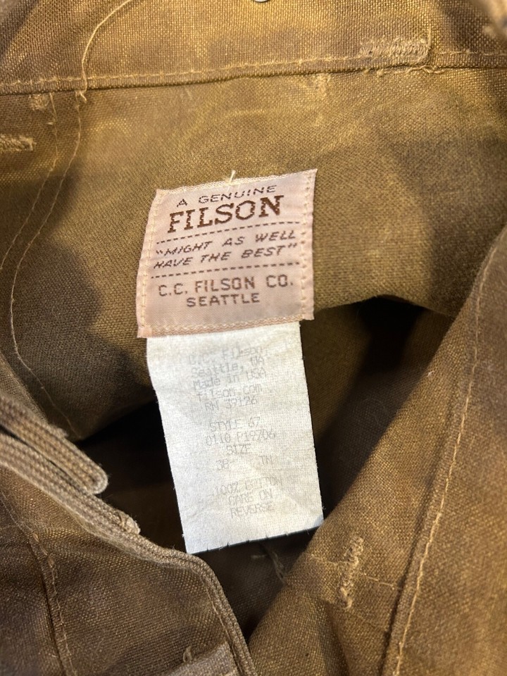 Filson Style 67 Double Tin Cloth Pants Oil Finish Made In USA W38 pair ...