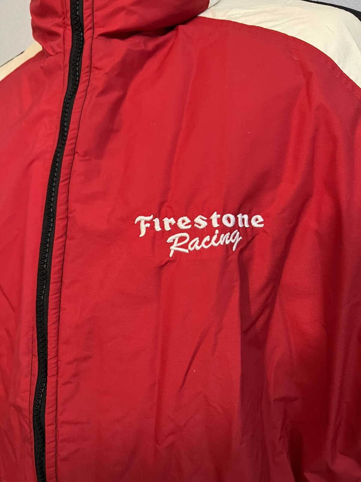 Vintage Firestone Racing Puffer Racing Jacket Hollowa… - Gem