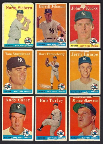 1958 Topps New York Yankees Lot of 9 | eBay