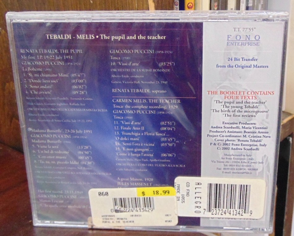 TEBALDI - The Pupil & the Teacher / FONO 1055 / M/M SEALED CD | eBay
