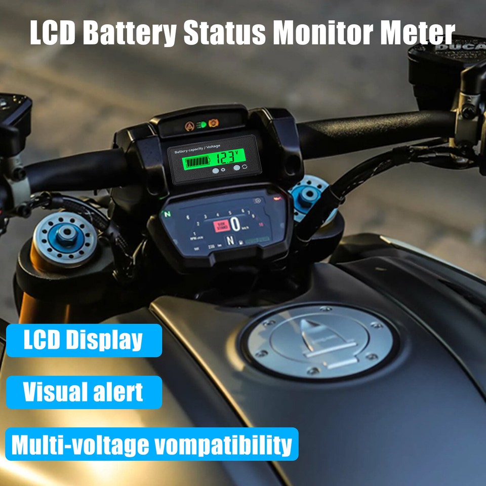 LCD Digital Display Battery Status Indicator Monitor Meter Gauge 12V ...
