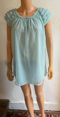 vintage 60s babydoll nightie nylon turquoise | eBay